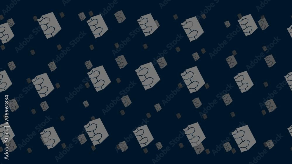 Magic book symbols float horizontally from left to right. Parallax fly effect. Floating symbols ...