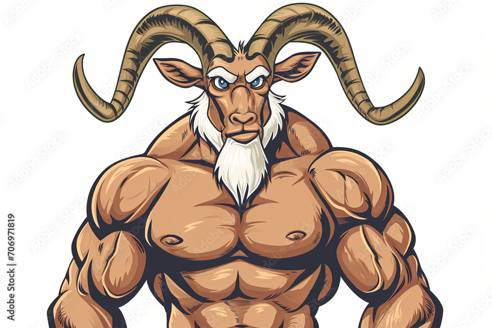 cartoon big muscular goat Stock-Illustration | Adobe Stock