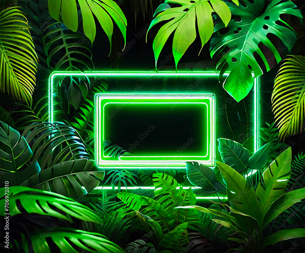 Mystrious jungle portal illustration Night Forest Background Green ...