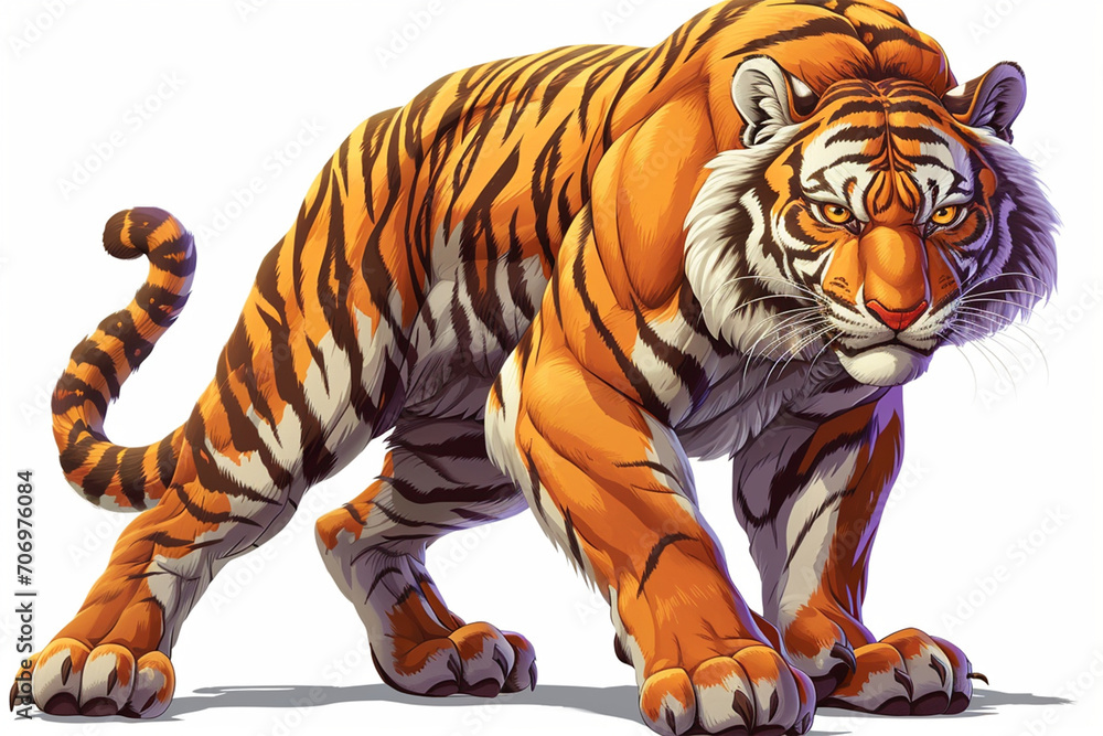 cartoon big muscular tiger Stock Illustration | Adobe Stock