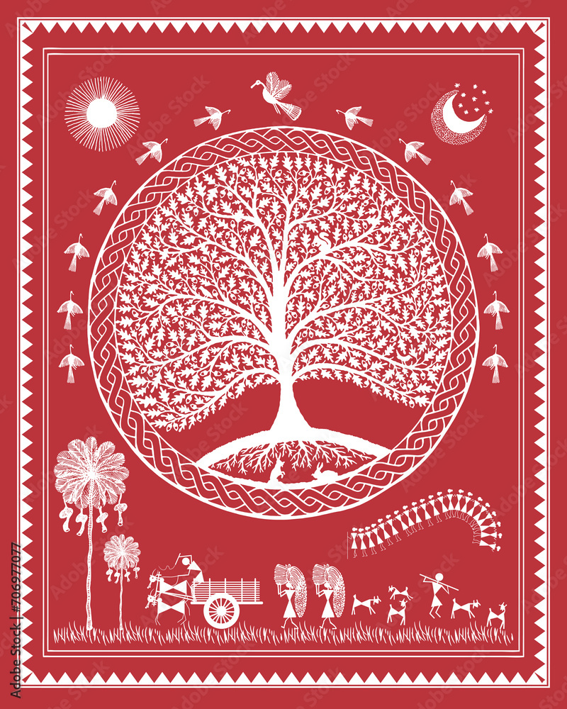 Warli Art: Rural Life Tranquility, Traditional Wall Decor. Rural Life ...