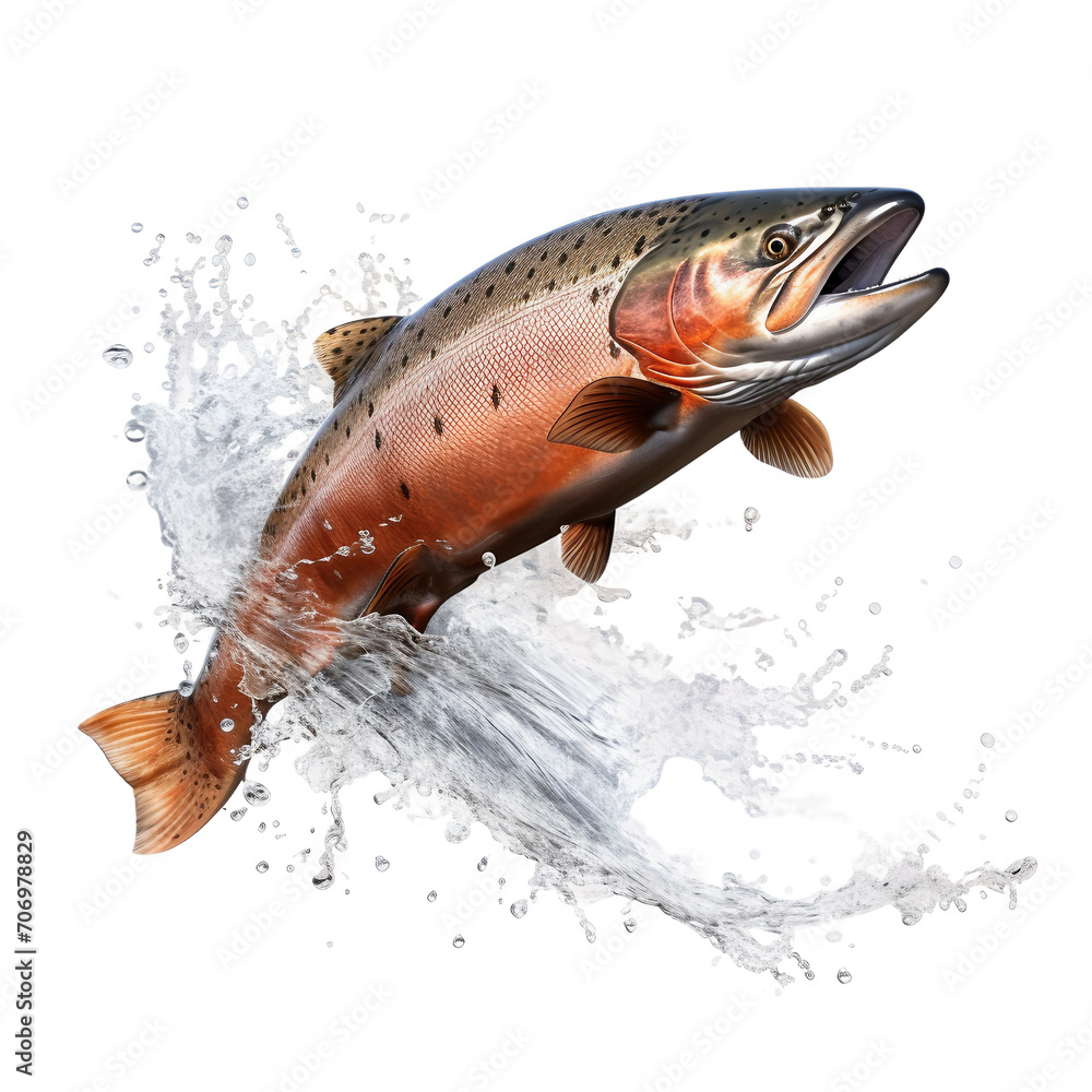 Salmon jumping out of the water, massrealism, sketchfab, photorealistic ...