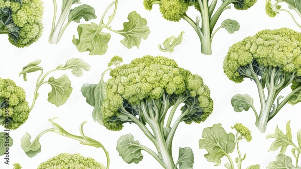 broccoli with leaves on a white background. gift wrapping, wrapping ...