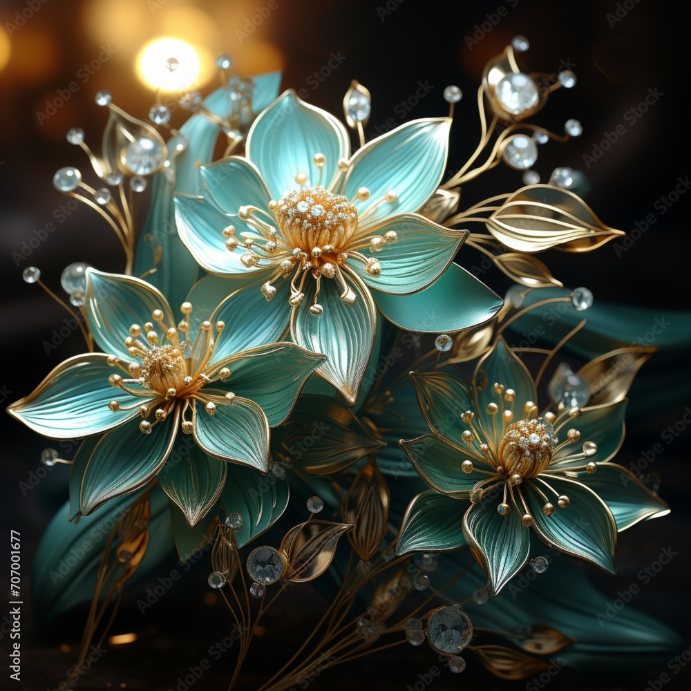 Artistic repre of emerald flower in soft art style Ai generated art ...