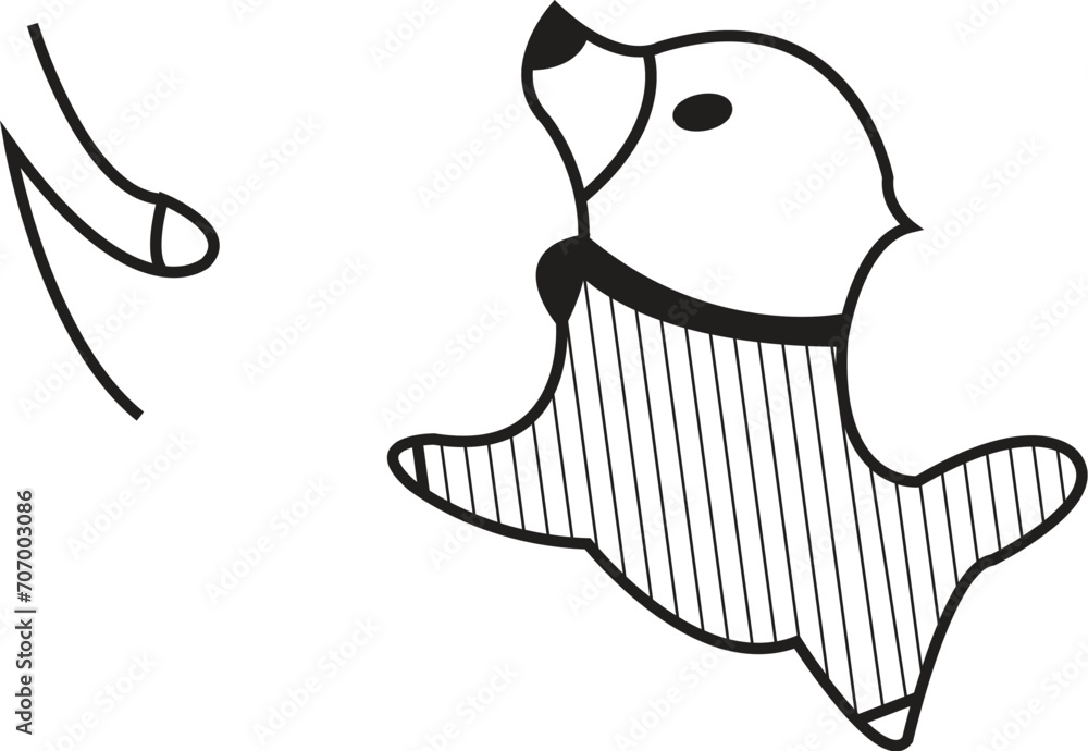 Black and white line art vector illustration of a uniquely designed dot ...