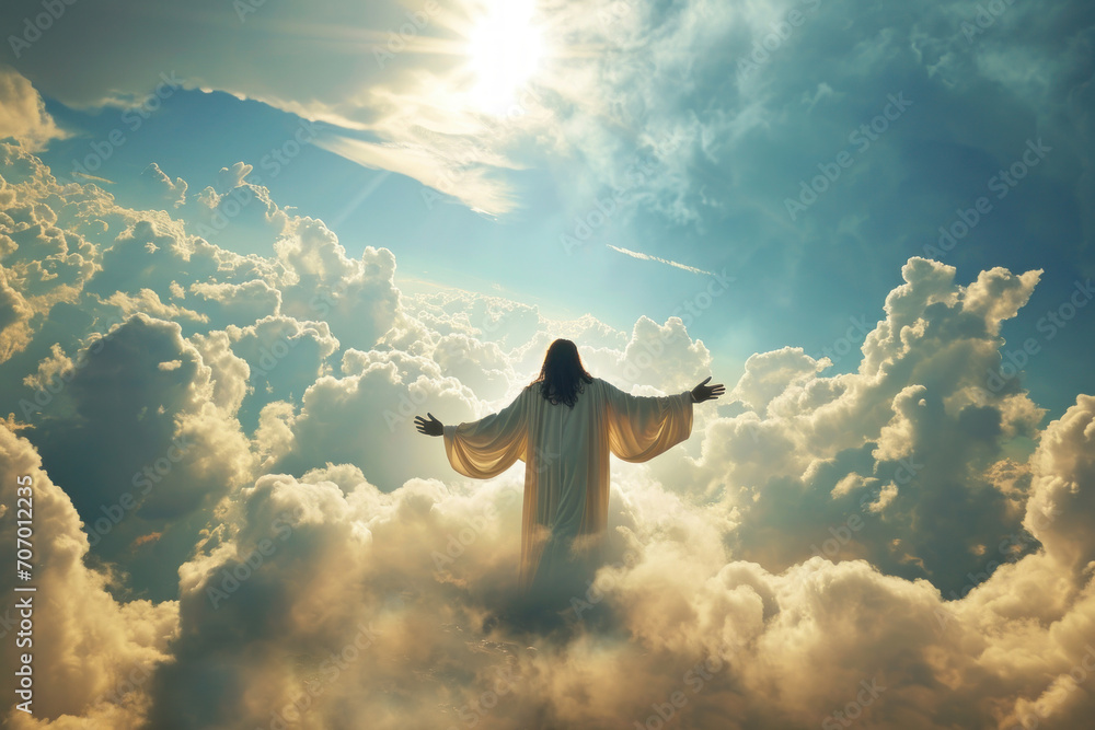 Jesus Christ ascended in heaven. The concept of God, Paradise and the ...