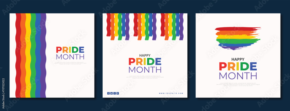 Vector pride month social media template three new designs Stock Vector ...