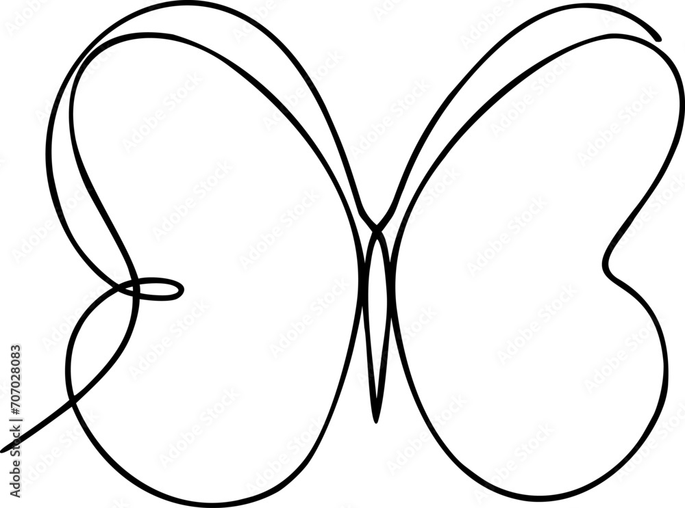 Butterfly logo outline vector illustration. Butterfly sketch hand ...