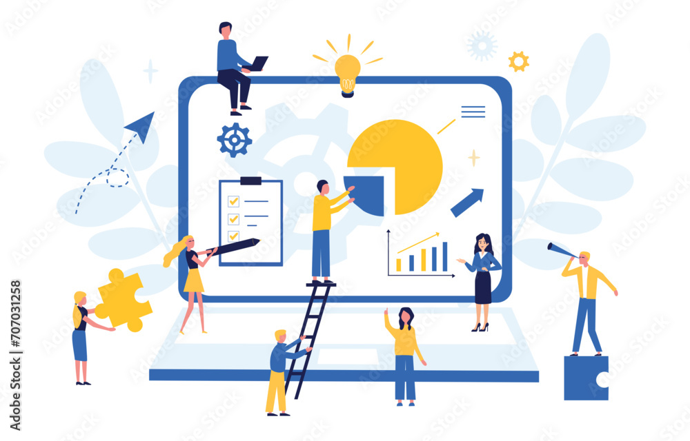 Business concept. Flat illustration. Teamwork, collaboration ...