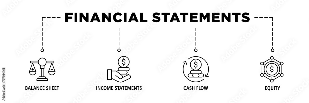 Vetor do Stock: Financial statements banner web icon vector ...
