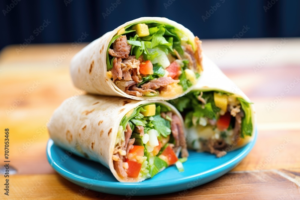 over-stuffed taco salad wrap with a visible cross-section Stock Photo ...