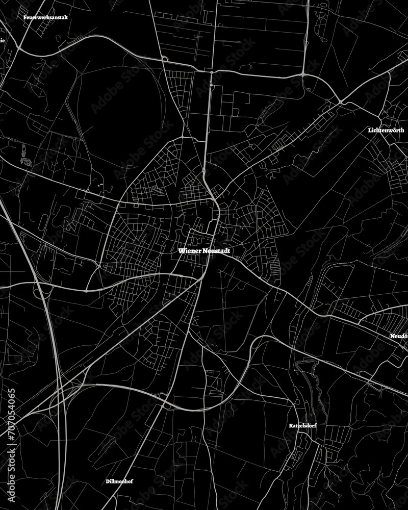 Wiener Neustadt Austria Map, Detailed Dark Map of Wiener Neustadt ...