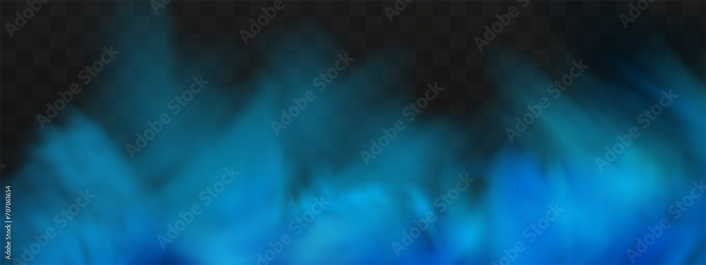 Blue magical fog over the ground.Illustration of night transparent ...