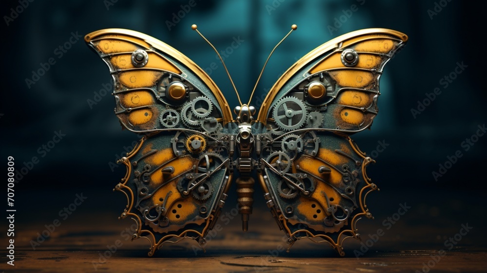 Beautiful yellow butterfly steampunk art fantasy image Ai generated art ...