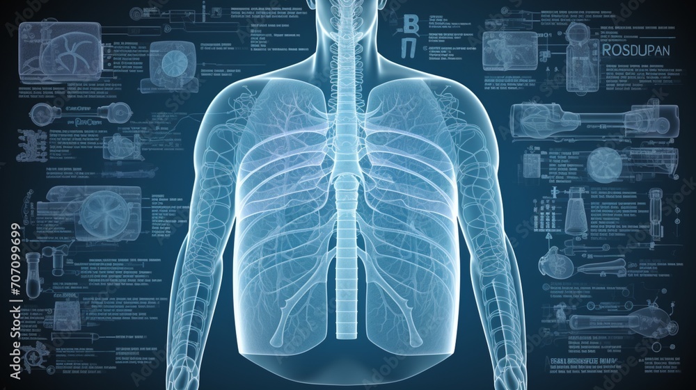 Lung human schematics blueprint illustration background picture Ai ...