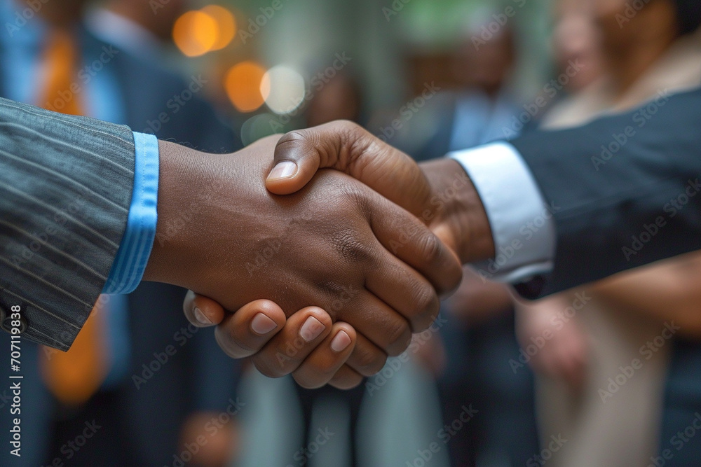 A multicultural team of business leaders engaging in a successful ...