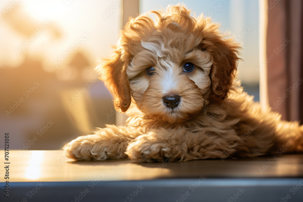 Puppy dog bing image, in the style of soft light, beige and amber ...