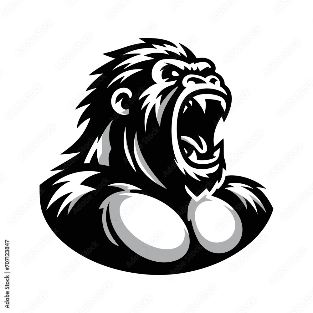 Vector logo of a raging gorilla. Professional logo of a mad kong. Black ...