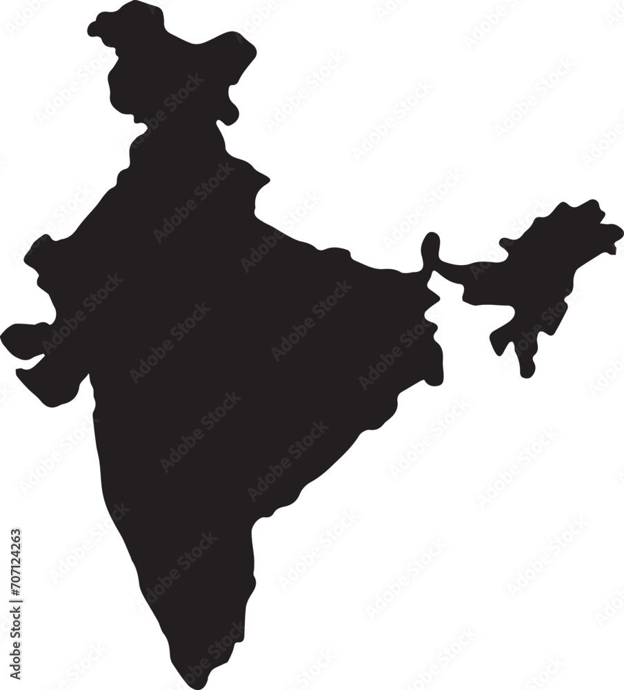 India map vector illustration. black color on white background Stock ...