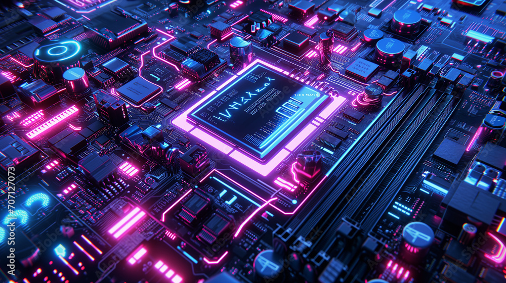 technology background, Blue Synthwave Cyberpunk Cyber Matrix Grid Tech ...