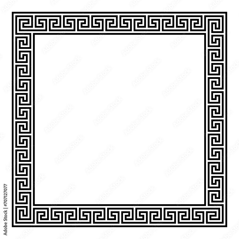 Meander pattern with changing direction, square frame. Decorative ...