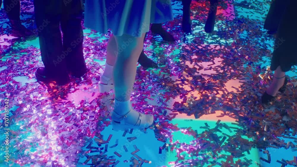 Girl in white dress and fashionable sandals is dancing at party ...