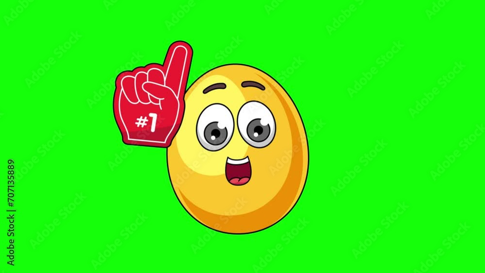 number 1 fan golden egg cartoon emoticon, looping animation vídeo do ...
