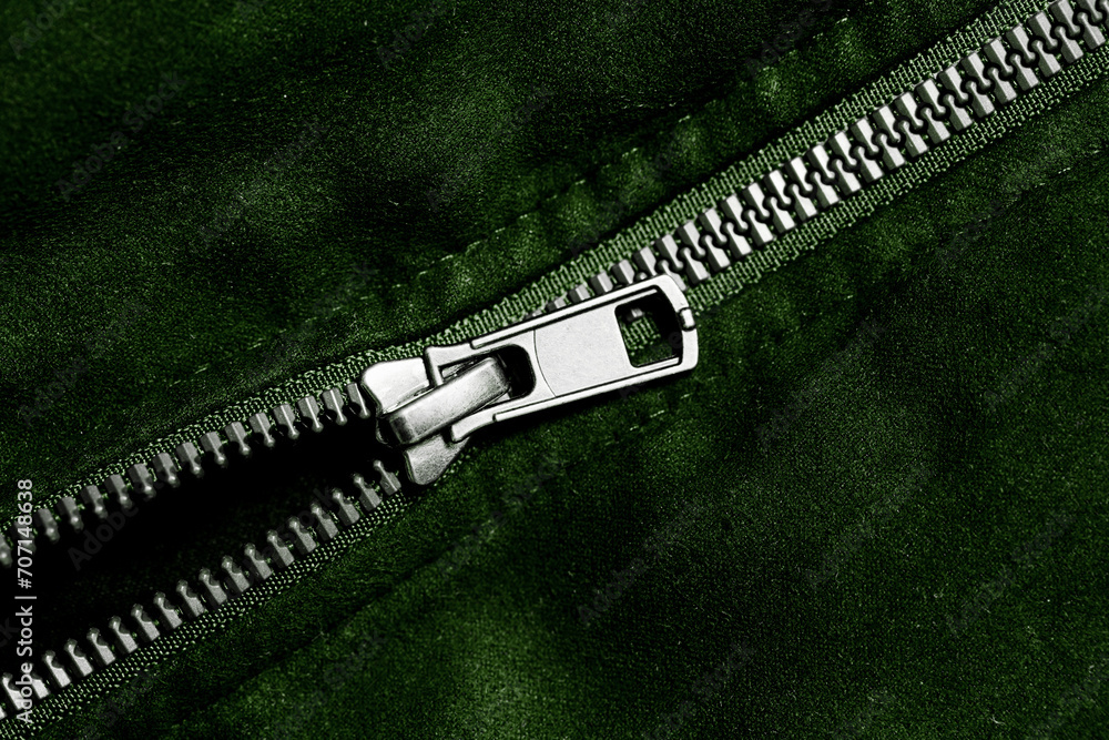 Zipper background. Dark coat zipper. Empty copy space fabric texture ...