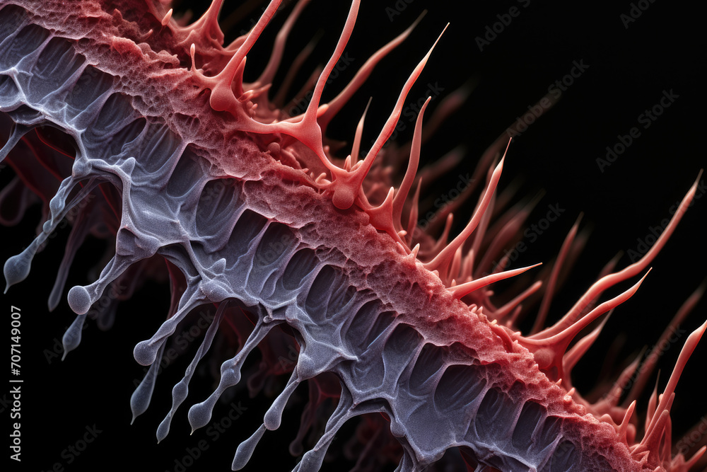 This electron microscopy shot reveals the straight line structure of a ...