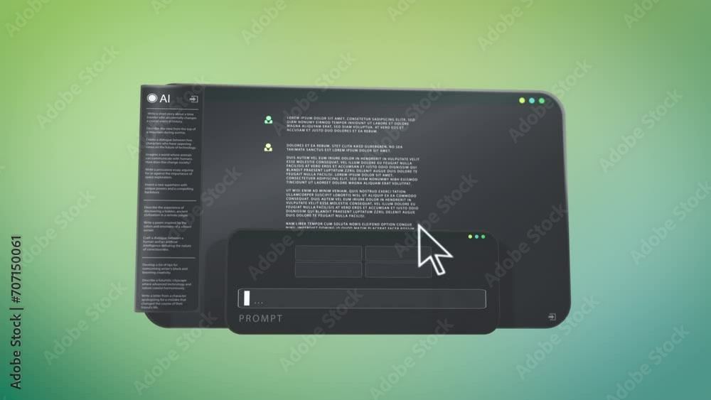 interface of artificial intelligence software for prompt input and ...