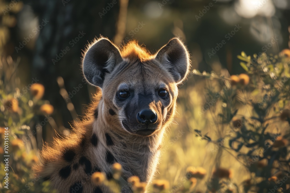 Hyena portrait in golden light, capturing the essence of wild Africa ...