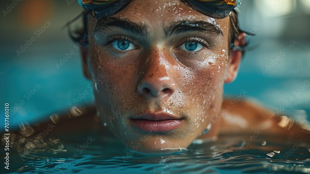 Professional swimmer poised to dive, illustrating the focus and ...