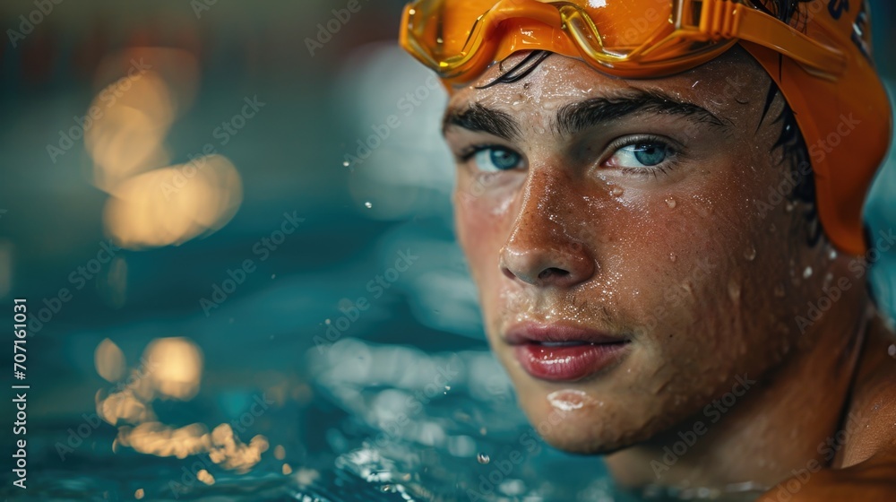 Professional swimmer poised to dive, illustrating the focus and ...