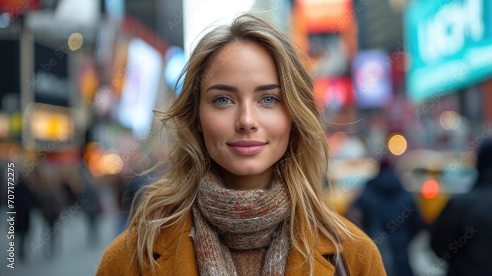 Confident female journalist reporting live, highlighting the fast-paced ...