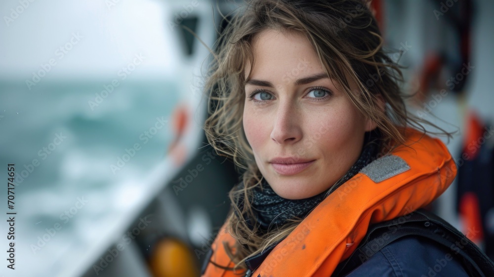 Vigilant coast guard officer on duty, symbolizing maritime safety and ...