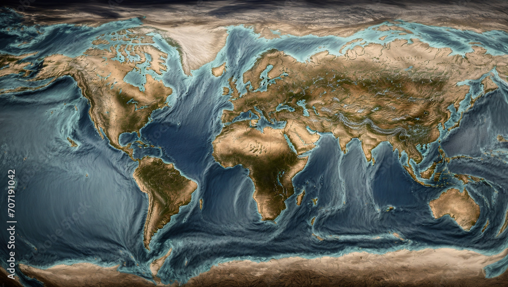 A map of the world, the once recognizable features of which are now ...