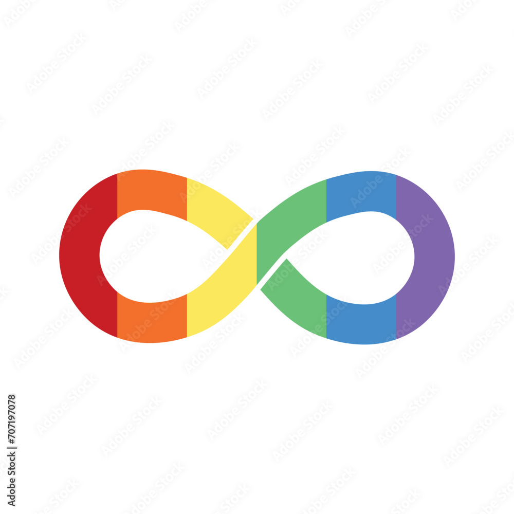 Infinity rainbow symbol with block colors. Autism pride symbol vector ...