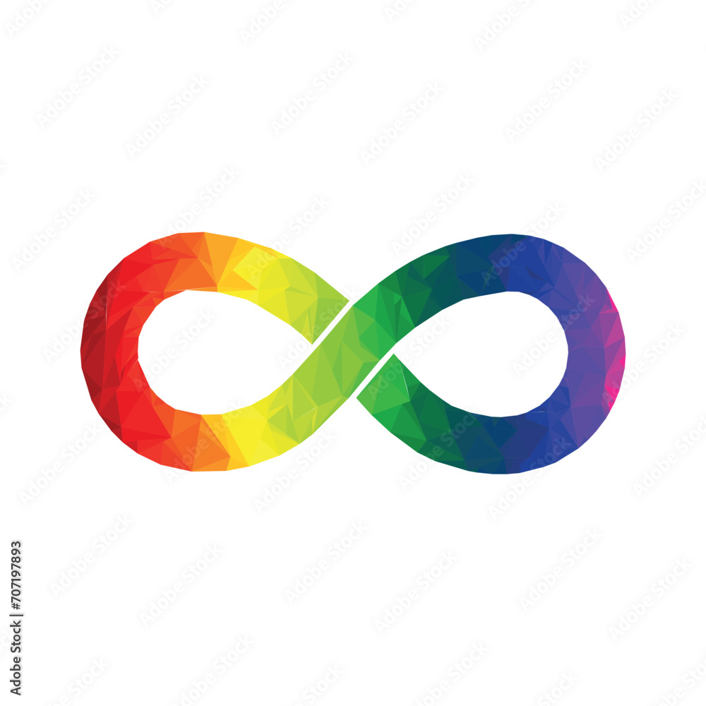 Infinity rainbow symbol with polygonal style. Autism pride symbol vector illustration. infinity ...