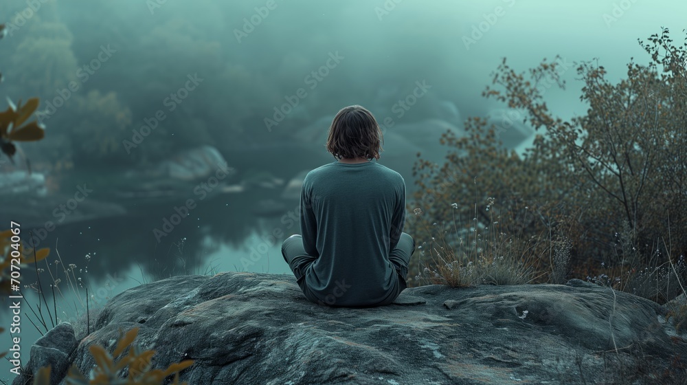 ภาพประกอบสต็อก Self-Reflection, self-contemplation in a quiet space ...