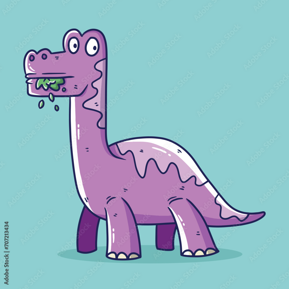 Vector illustration of Cartoon Dinosaur. Diplodocus cartoon ...