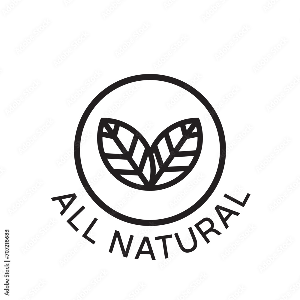 Vetor de All natural icon. Product attribute claims, badges and ...