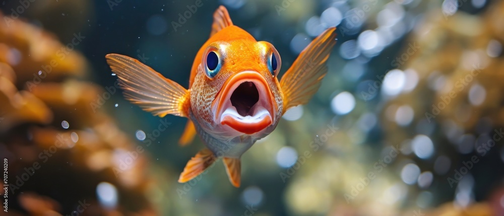 A Startled Fish With Its Mouth Gaping And Wideeyed In Surprise. Сoncept ...