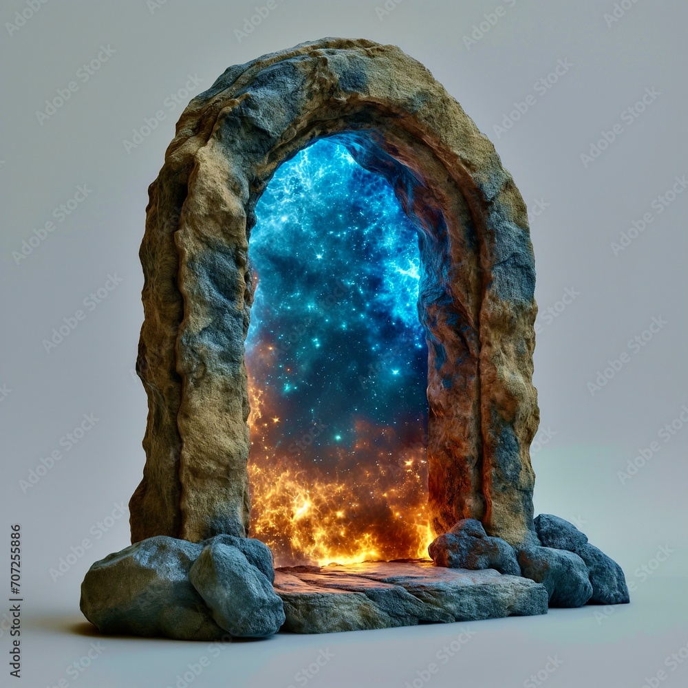 Magic Gate. Portal in a stone arch. Fantasy gate. Ancient ruins ...