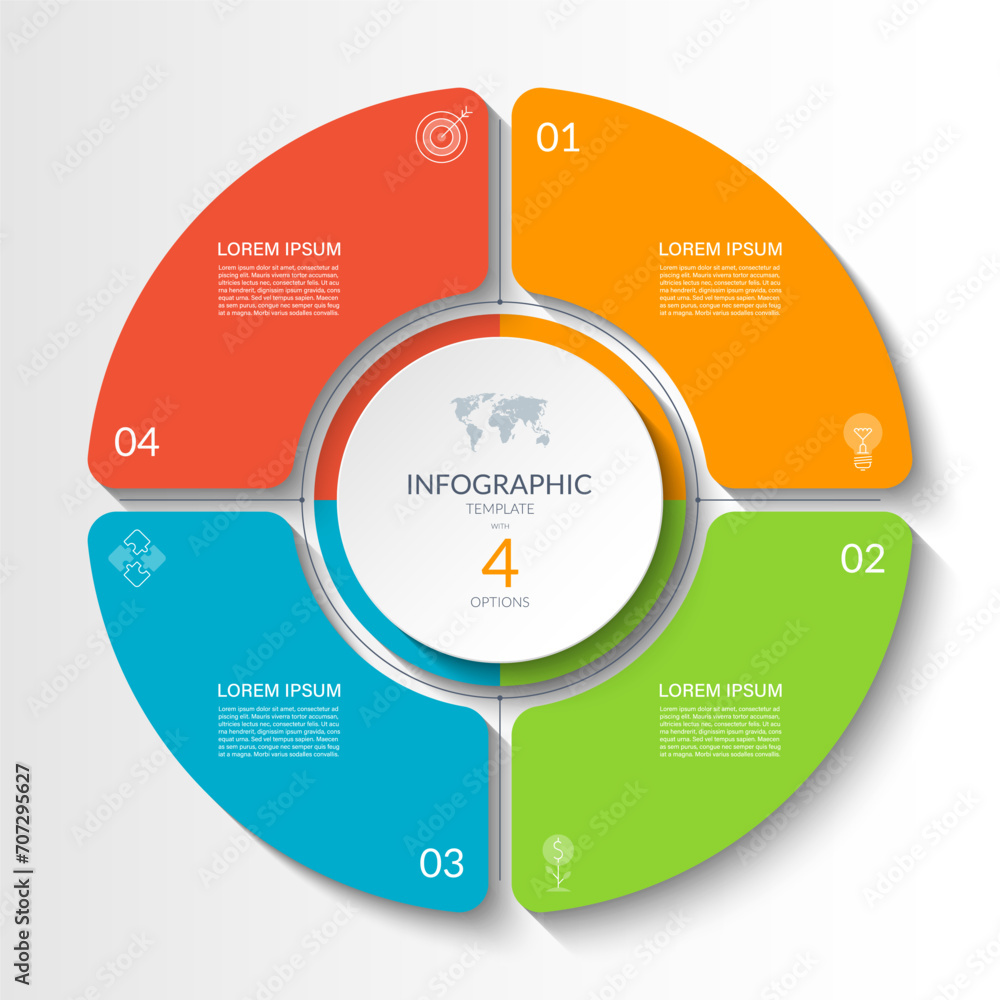 Infographic circular vector template with 4 options, parts. 4-step ...