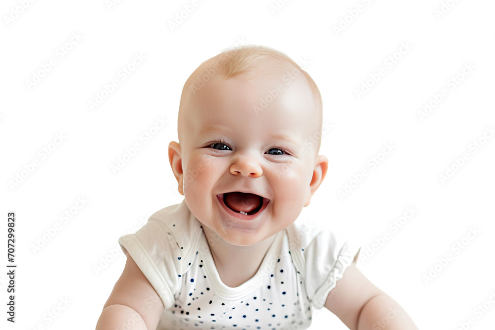 Portrait studio of young adorable baby with happy smile isolated on ...