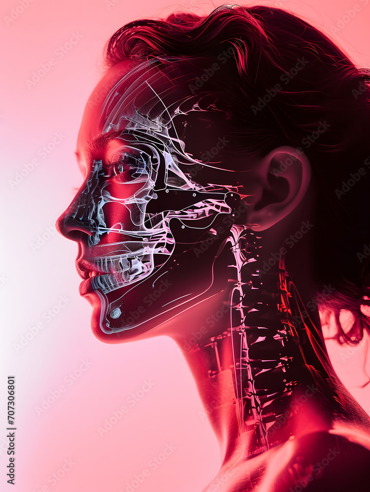 Radiant Aura: Woman Captured in Profile with an Alluring X-Ray Effect ...