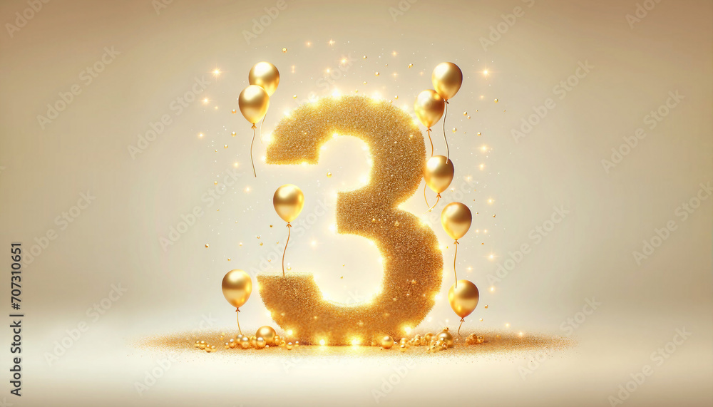 elebrating Milestones with Number three and balloons – Shimmering ...