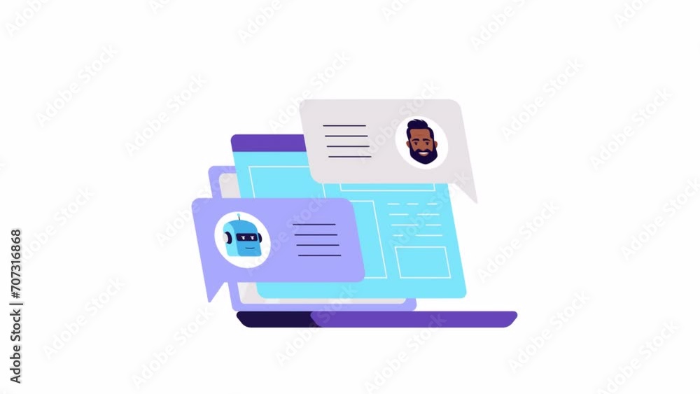 Chat bot animation. chatting with Robot, artificial intelligence ...