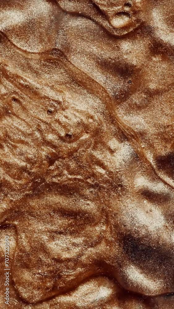 Vertical gold bronze paint like fantastic relief with rivers and ...