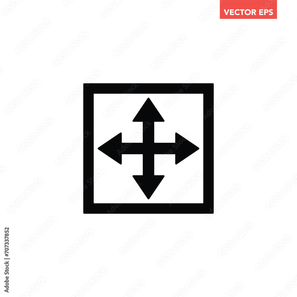 Black single fit to size glyph icon, simple measurement sign flat ...